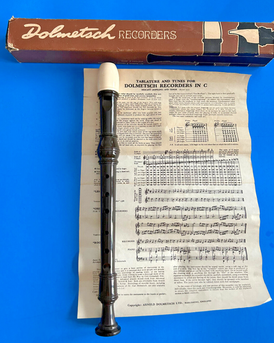 Vintage 1973 12" Dolmetsch Descant Recorder with box/paper Made in ...