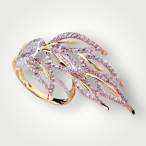 1.01ct 14k Rose Gold Natural Diamonds Feather Ring 4.7gr | eBay