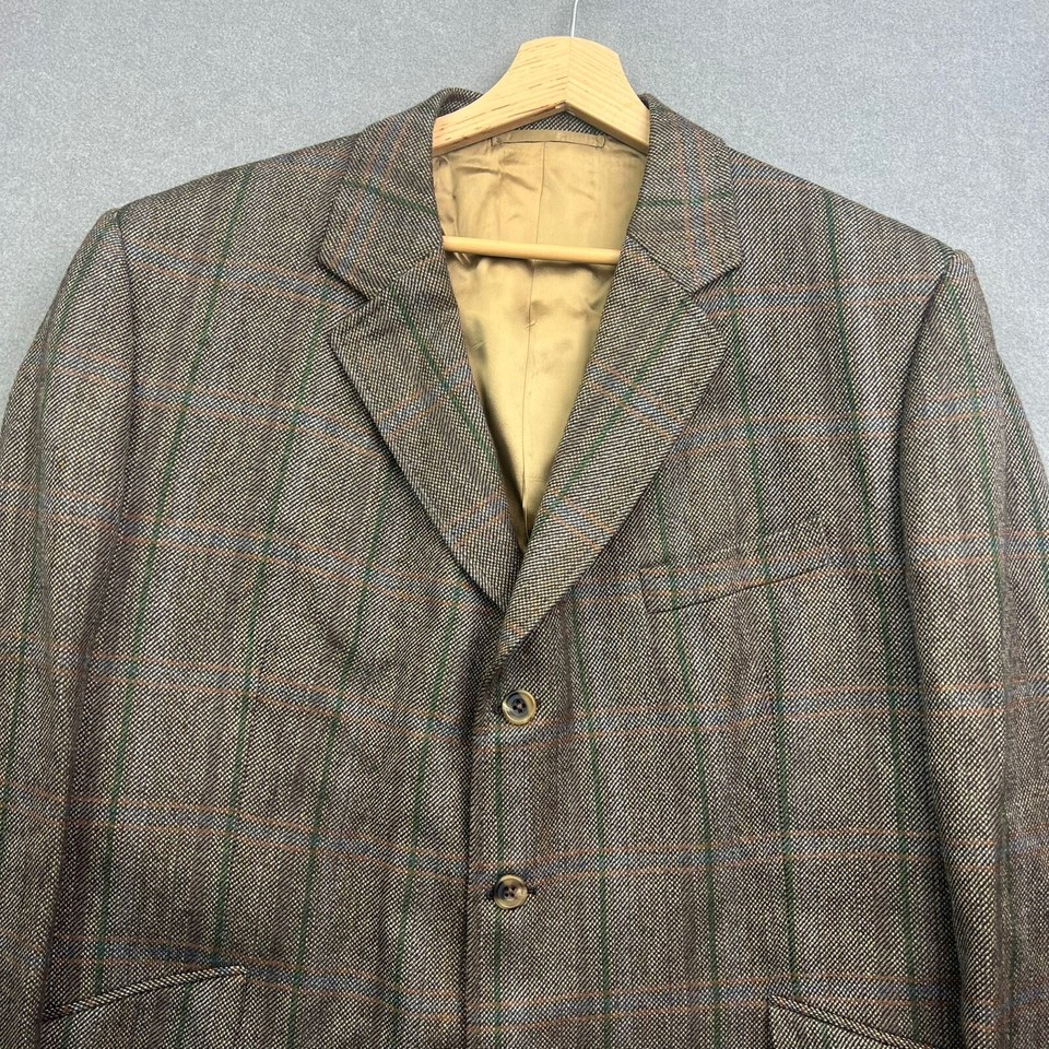 Reid & Taylor Tweed Jacket 44 Scabal Check Windowpane HACKING Blazer ...
