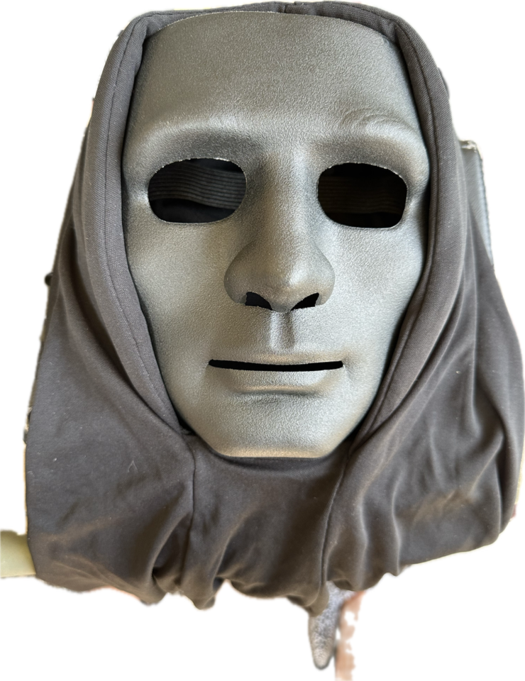 Black Blank Face Hooded Skull Mask Shroud Ghoul Ghost Adult Halloween ...