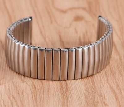 18mm Lug Silver Chrome Expanding Stainless Steel Watch Strap Expandable ...