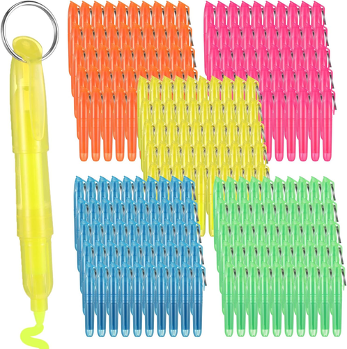 100 Pcs Mini Highlighters Assorted Colors with Key Ring Chisel Tip ...
