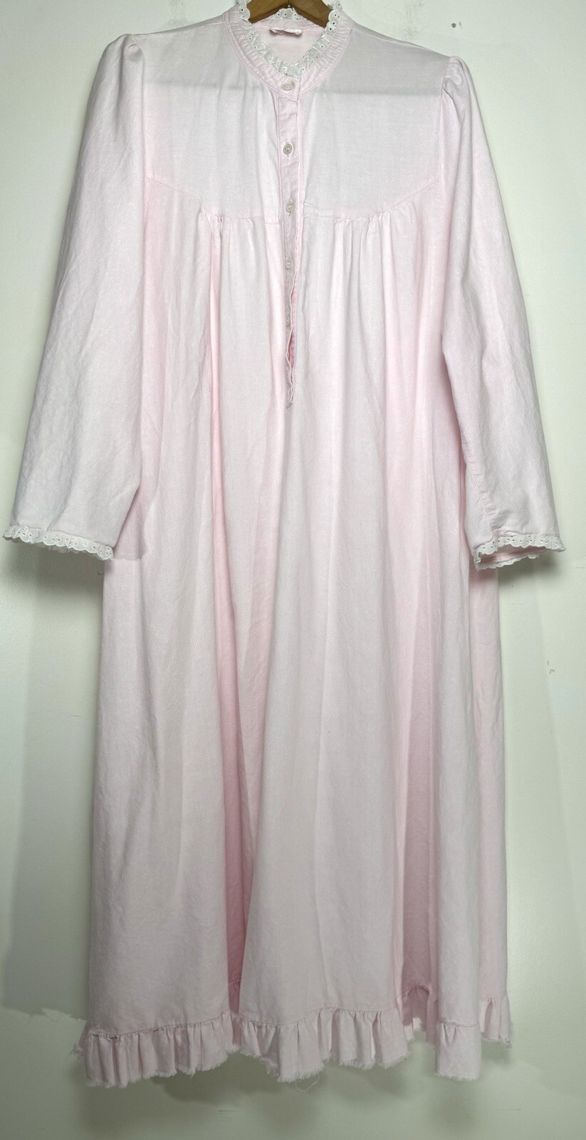 Vtg Cottagecore Lace Eyelet Ruffle Nightgown Maxi Dre… - Gem
