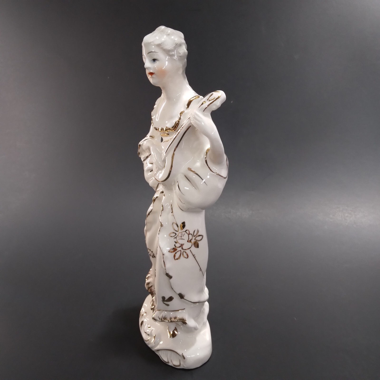 Porcelain Victorian Woman Playing Mandolin Figurine Vintage Japan ...