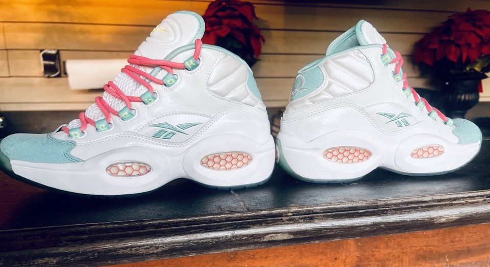 Reebok Question Allen Iverson EASTER Mid m43195 Pink-Lemon Zest Sz 7 ...