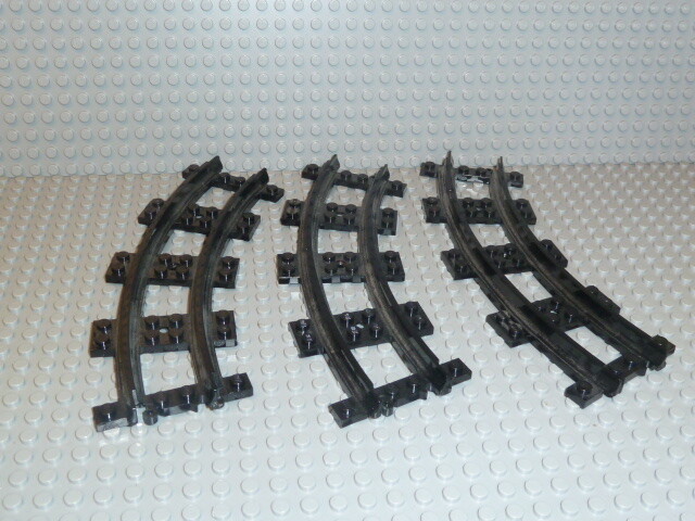 LEGO® Eisenbahn 3x Schiene schwarz schmal Kurve Gleis Zug 7065 85976 ...
