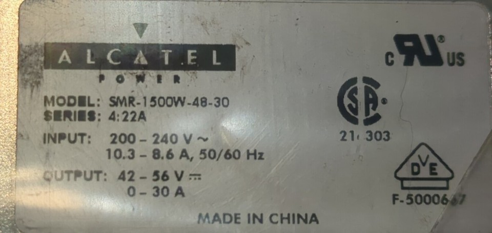 ALCATEL-LUCENT POWER RECTIFIER SMR-1500W-48-30 | eBay