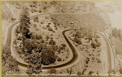 Air Aerial View Rowena Loops Columbia River Highway Oregon OR RPPC ...