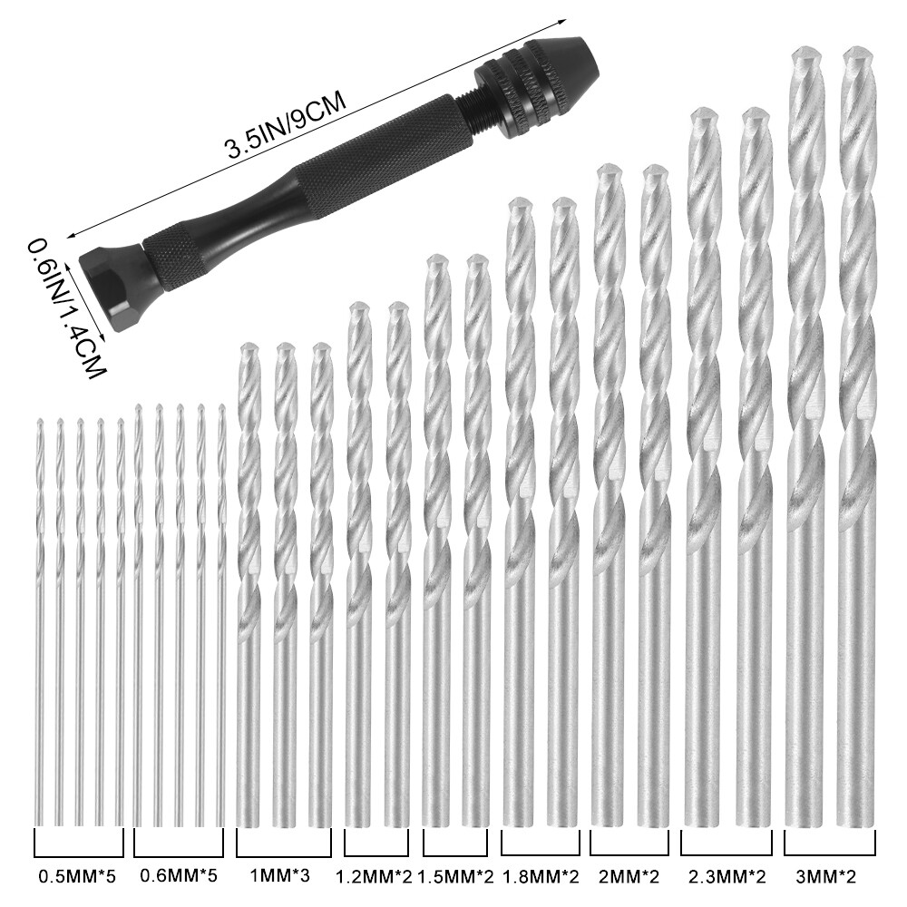 37X Mini Micro Twist Micro Hand Drill Bits Precision Pin Woodworking ...