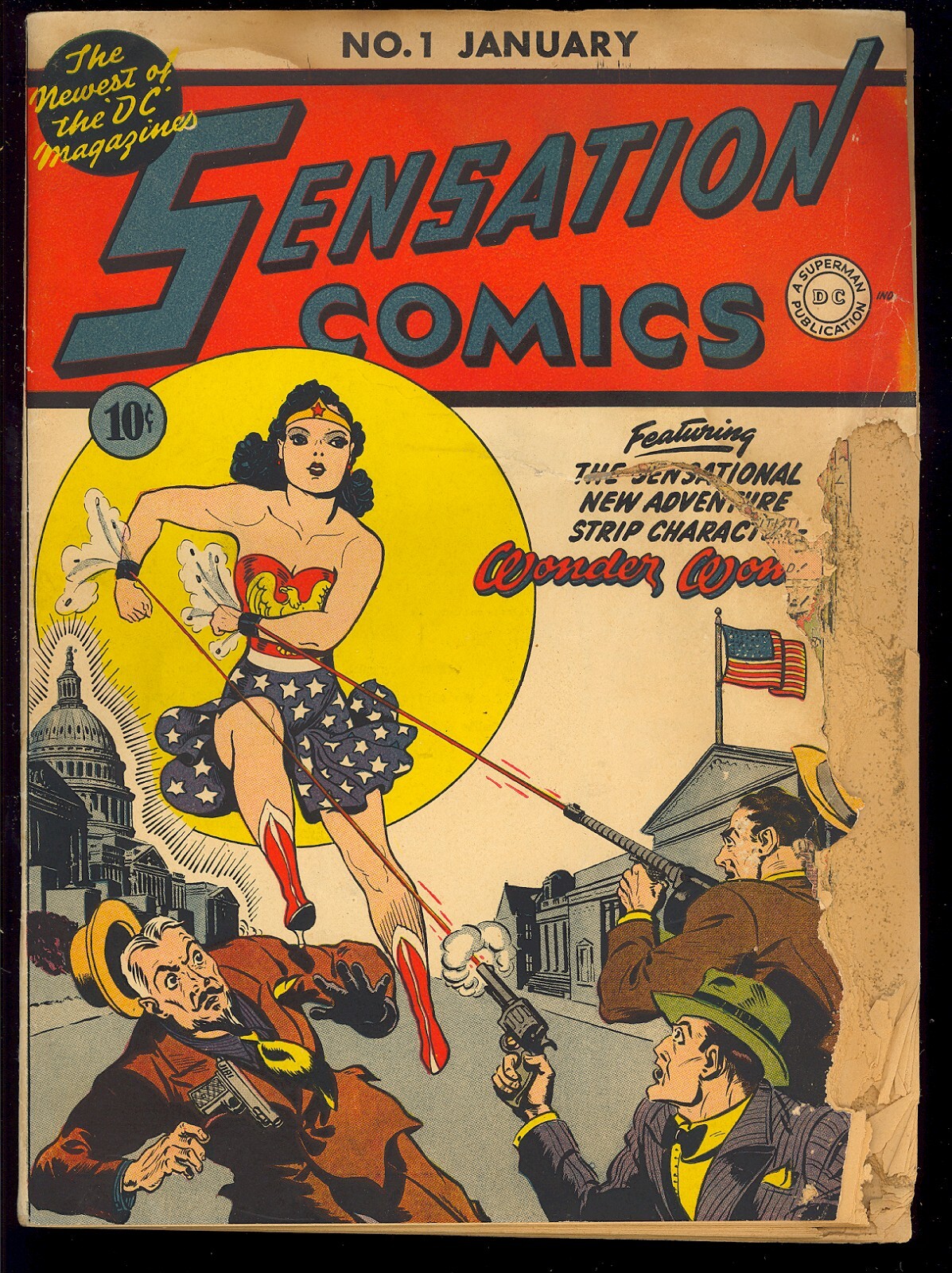 Sensation Comics #1 Unrestored Early Wonder Woman Superhero DC Comic ...