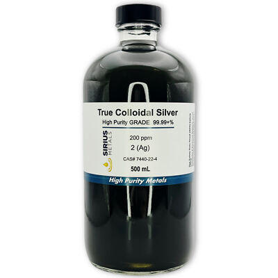 True Colloidal Silver NanoParticles (AgNPs): 200 ppm - 500 mL in Glass ...