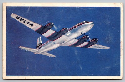 Postcard Delta Airplane DC-6 Deltaliner 56 Passenger Air Giant VTG ...