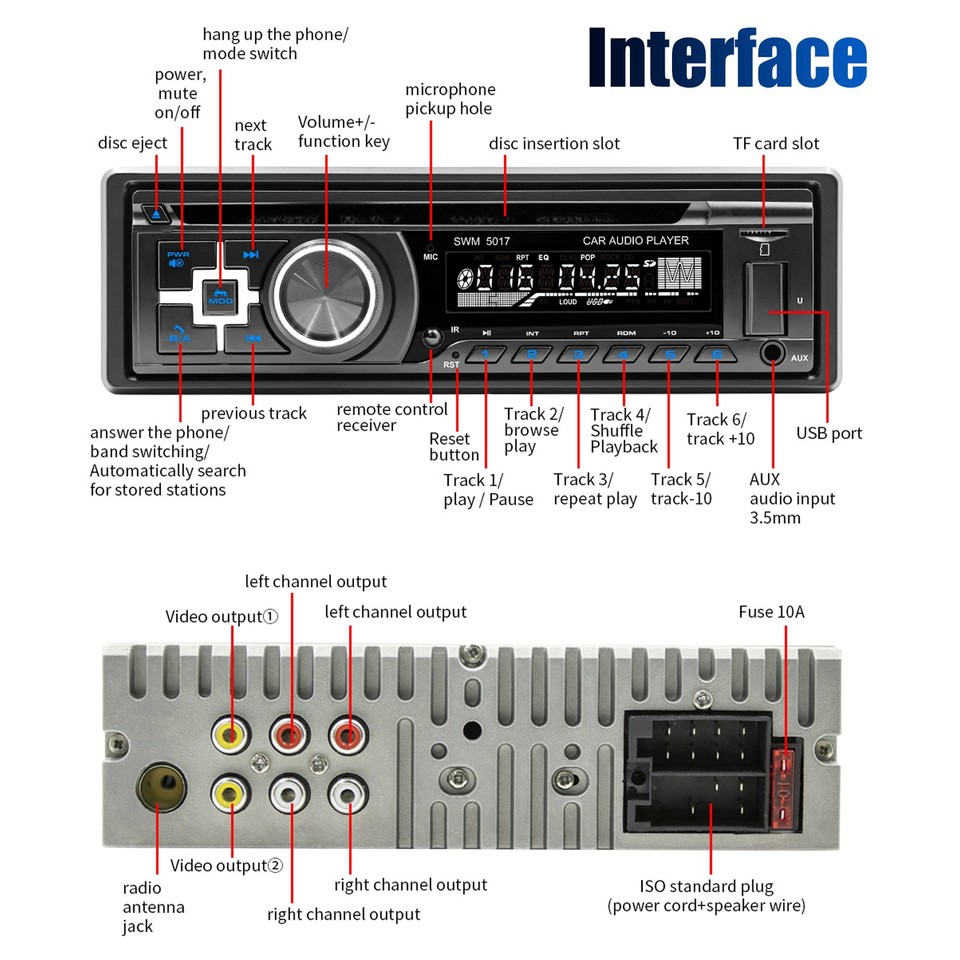 1 DIN DVD CD Car Stereo Radio MP3 Player Bluetooth FM USB AM AUX In ...