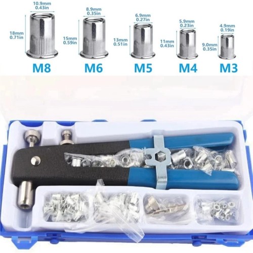 Rivnut Riveter Setter Riveting Gun Kit 86pcs Threaded Nut M3-M8 Insert ...