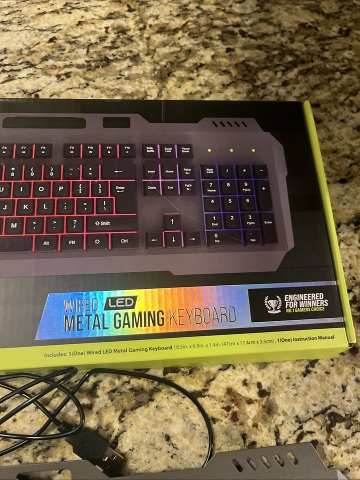 TITAN Wired LED Metal Gaming Keyboard w/Smartphone Holder #GAKB-0008 In ...