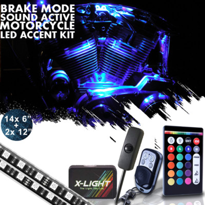 16pc Motorcycle LED Under Glow Light Kit Multi-Colors Neon Strip ...
