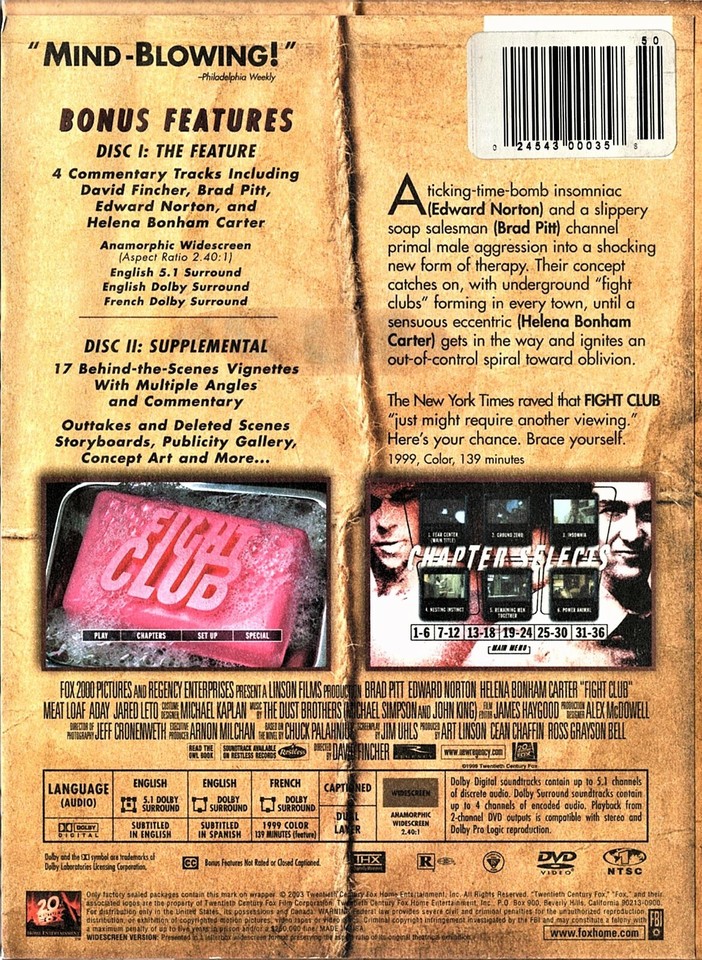 Fight Club DVD, Two disk Collector's Edition in slipcase, . | eBay