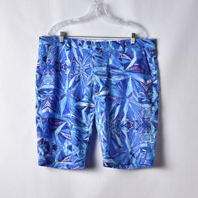 Hreski Mens 38 Blue Shorts Polyester Spandex Blend Crazy Pattern Golf ...