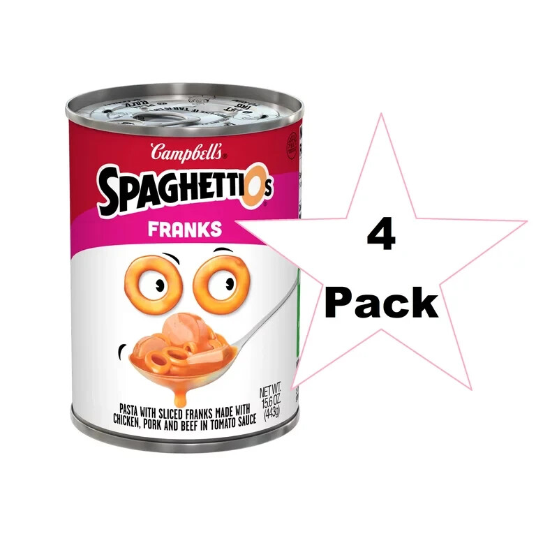 (4 CANS) Spaghetti-O’s Spaghettios with Franks Hot Dogs DISCONTINUED BB ...