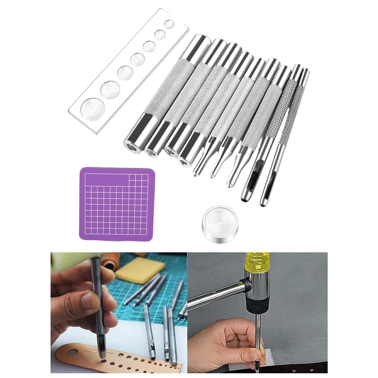 12 Pieces Leather Punch Tool Base Set Snap Rivet Setting Tool for Bag ...