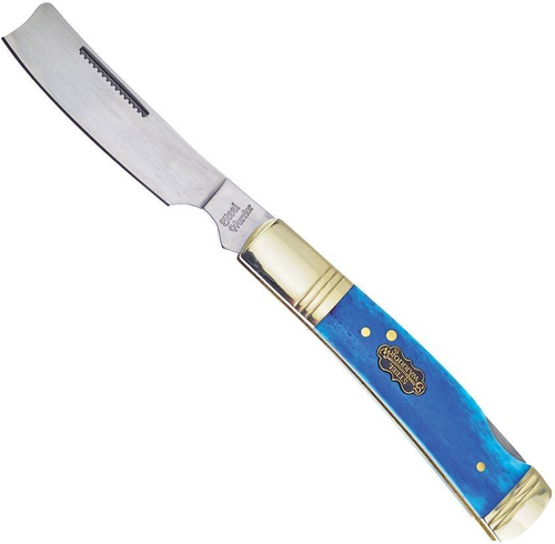 Frost One Arm Razor pocket knife Blue Bone Handle Lockback | eBay