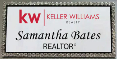 KELLER WILLIAMS REALTY SILVER BLING CRYSTAL PERSONALIZED NAME BADGE W ...