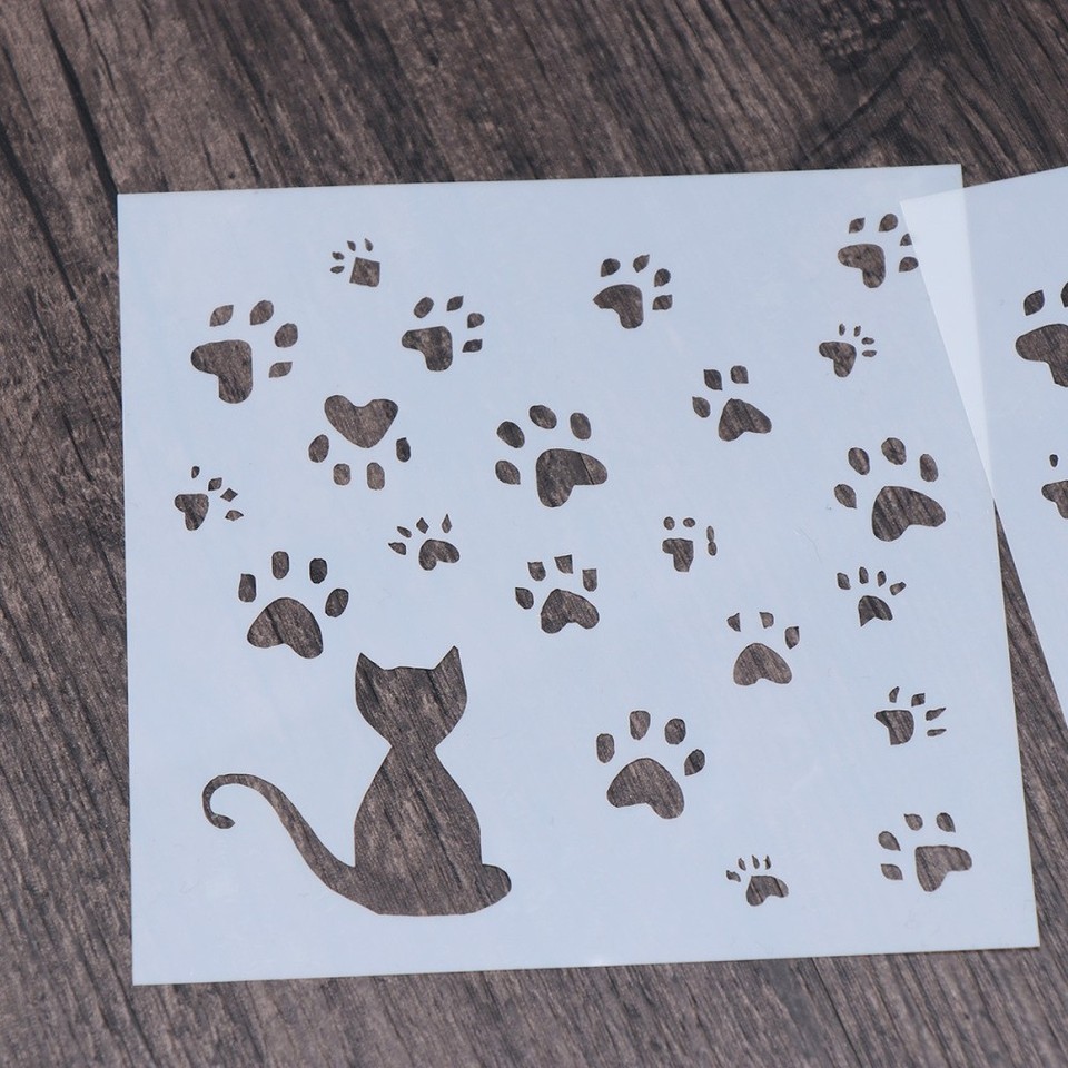 3 PCs Cat and Claw Pattern Drawing Stencils DIY Hollow-out Drawing ...
