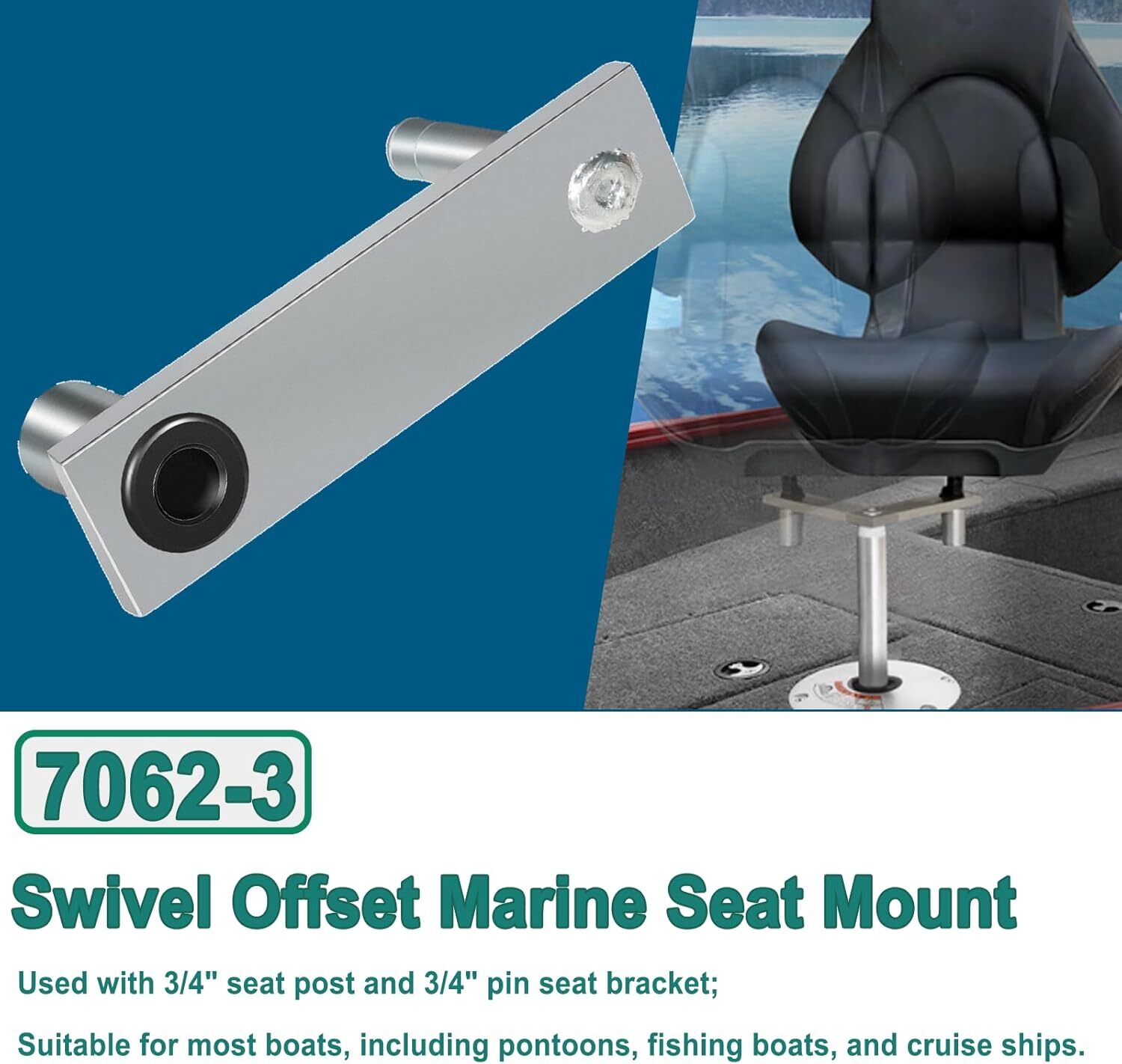 Marine 7062-3 Swivel Offset Seat Mount Steel 6-Inch Offset Boat Seat ...