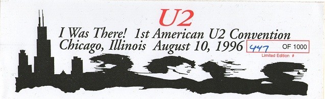 U2 MEGARARE PROMO STICKER 1st American Convention #441 of 1000 FIRST ON ...