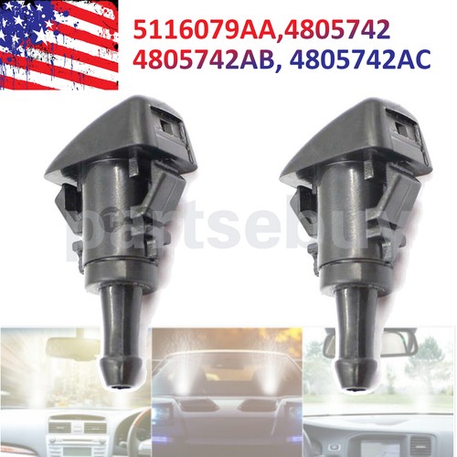 2 Windshield Washer Fluid Spray Nozzle 5113049AA For Dodge Charger Ram ...