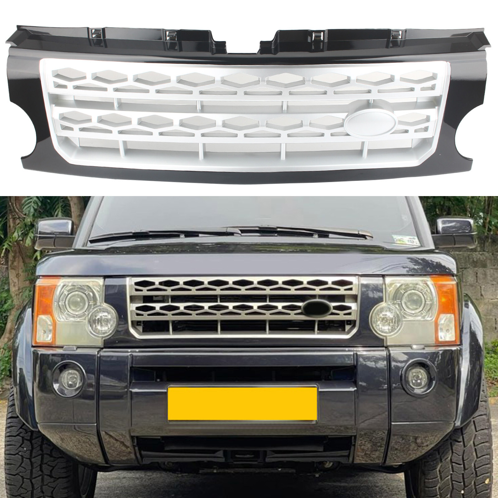 For Land Rover Discovery LR3 05-09 Black Silver Mesh Hood Front Bumper ...