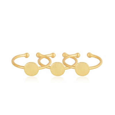 Three Set Rings in Yellow Gold Plated With Disc Stackable Ring Jewelry ...