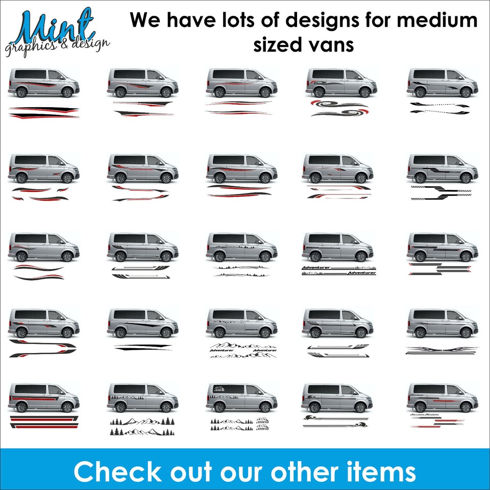 LWB Renault Trafic Camper Motorhome Stripes Decals Stickers Van ...