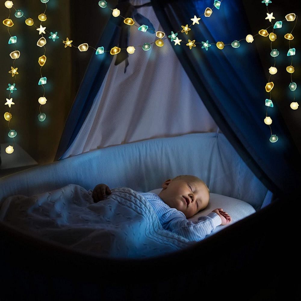 Seashell String Lights for Holiday Decoration Battery Powered Shell ...