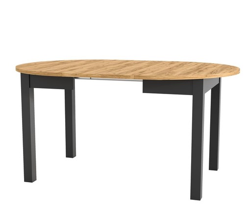 Extendable Round Dining Table Oval Oak Effect Black Seats 4 - 12 105 ...
