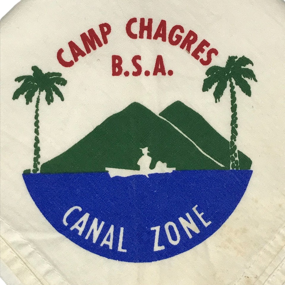 Canal Zone Council CZ Camp Chargers (STAINED) Neckerchief WHT Bdr ...