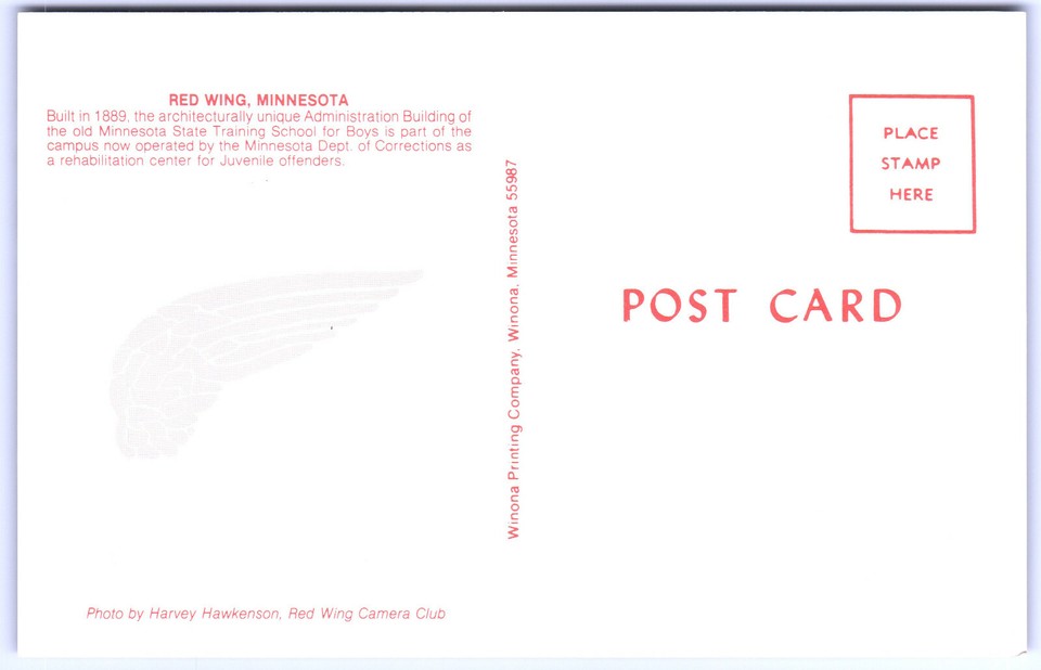 Postcard MN Minnesota Dept. of Corrections for Juveniles Red Wing UNP ...