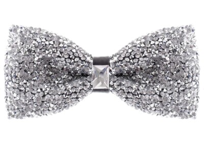 Rhinestone Bow Ties for Men - Pre Tied Sequin Bowties Men with Jewels - Silver | eBay