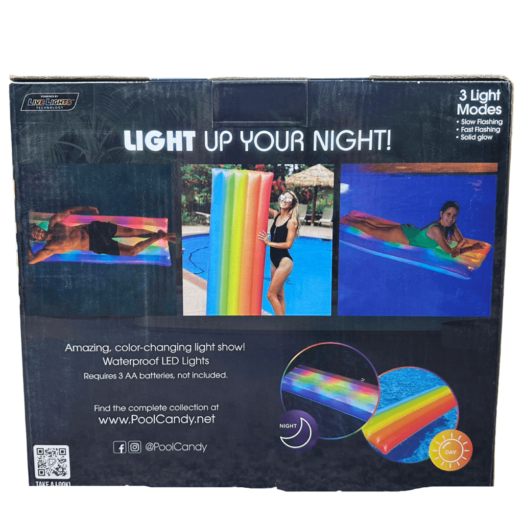 Pool Candy 74" Rainbow Haze Deluxe Light-Up Pool Raft Float Swimming ...