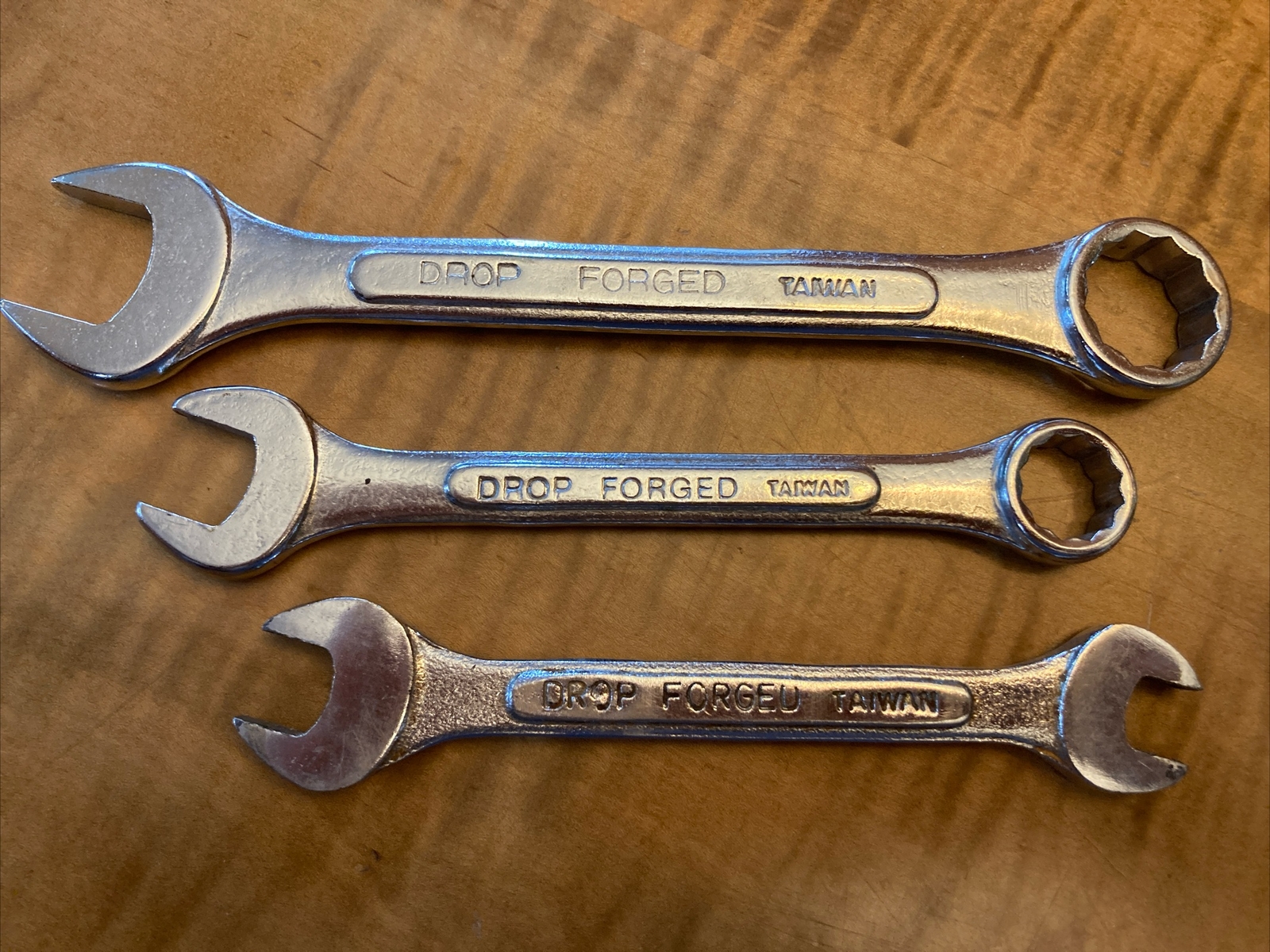 Vintage Drop Forged Combination Wrenches Taiwan 11/16, 1/2, 7/16 & 3/8 ...