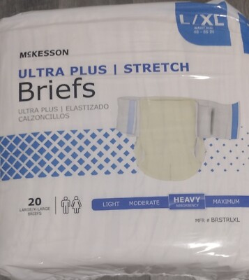 McKesson Ultra Briefs Plus Stretch L/XL 48" - 66" Heavy Absorbency Lot ...