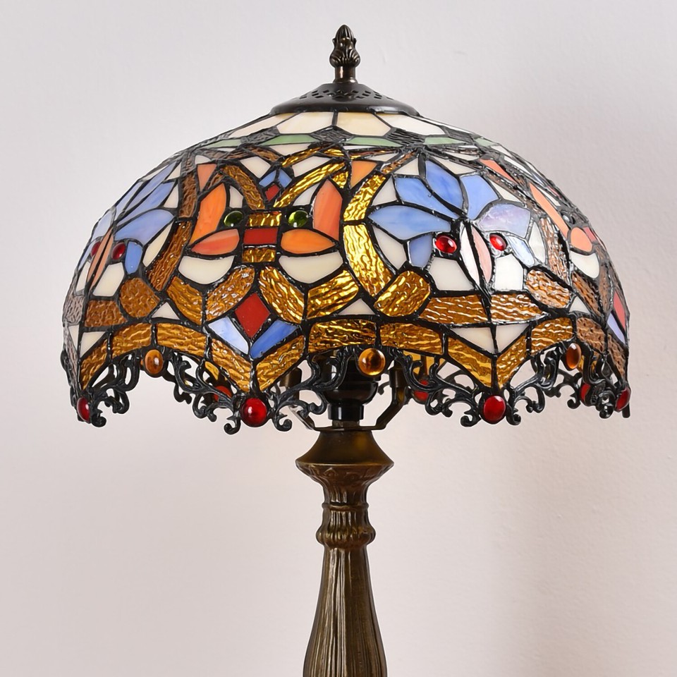 Tiffany Style Table Lamps Handcrafted Stained Glass Art Light Bedside ...