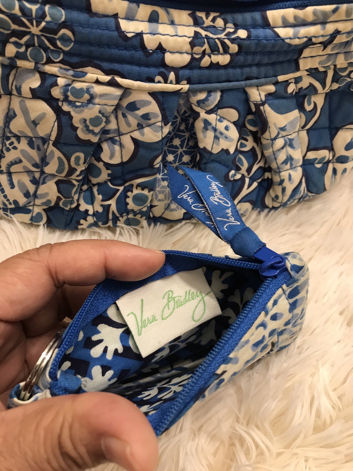 Vera Bradley Blue Lagoon Frannie Adjustable Shoulder Bag with matching ...
