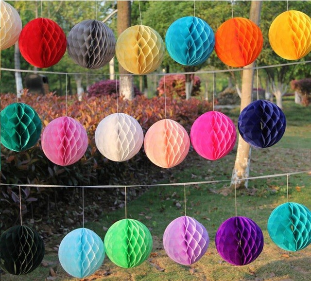 20Colors 4" 8" 12" HoneyComb Tissue Paper Ball Lantern Pom Poms Wedding ...