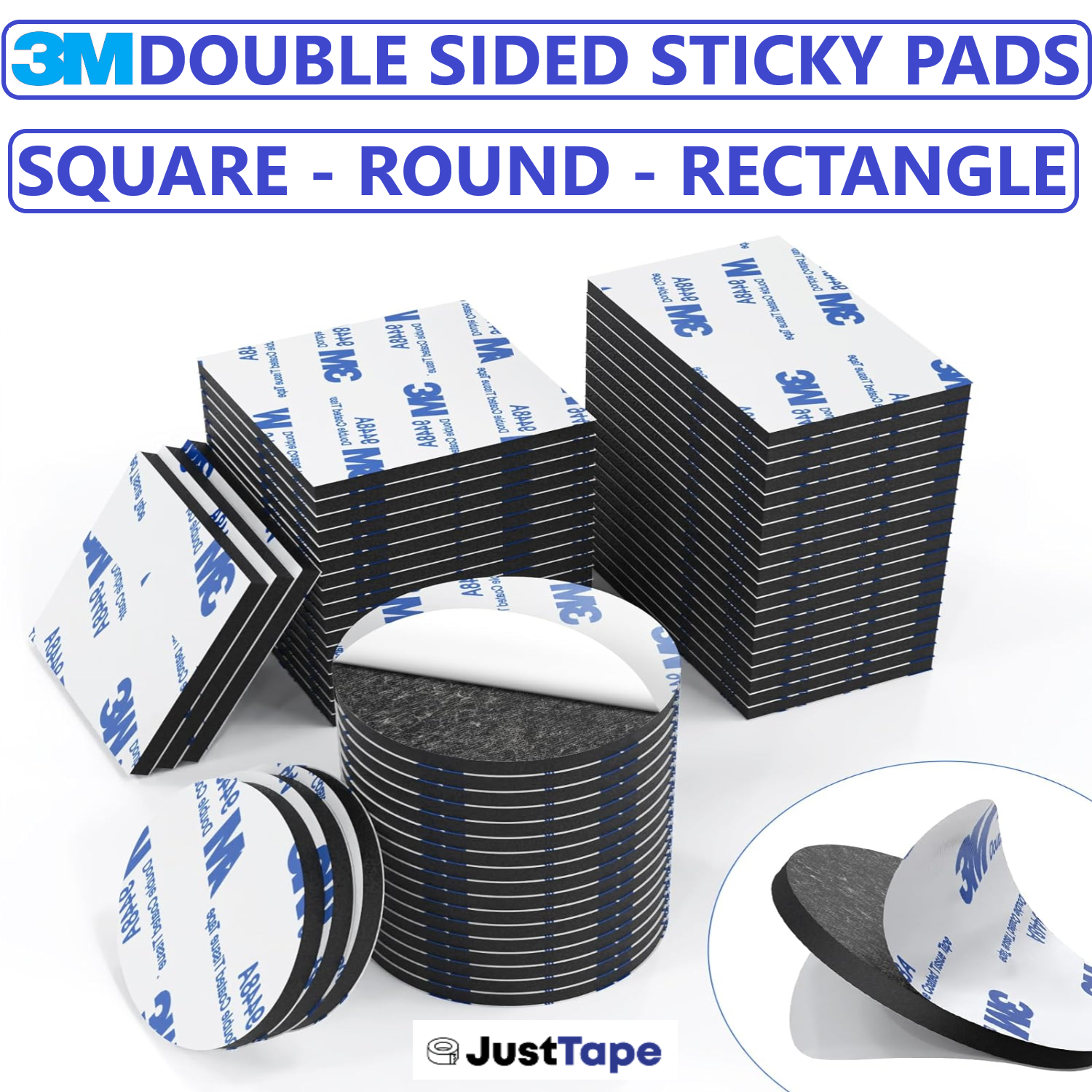 3M DOUBLE SIDED STICKY PADS Strong Heavy VHB Foam Adhesive Tape Square ...