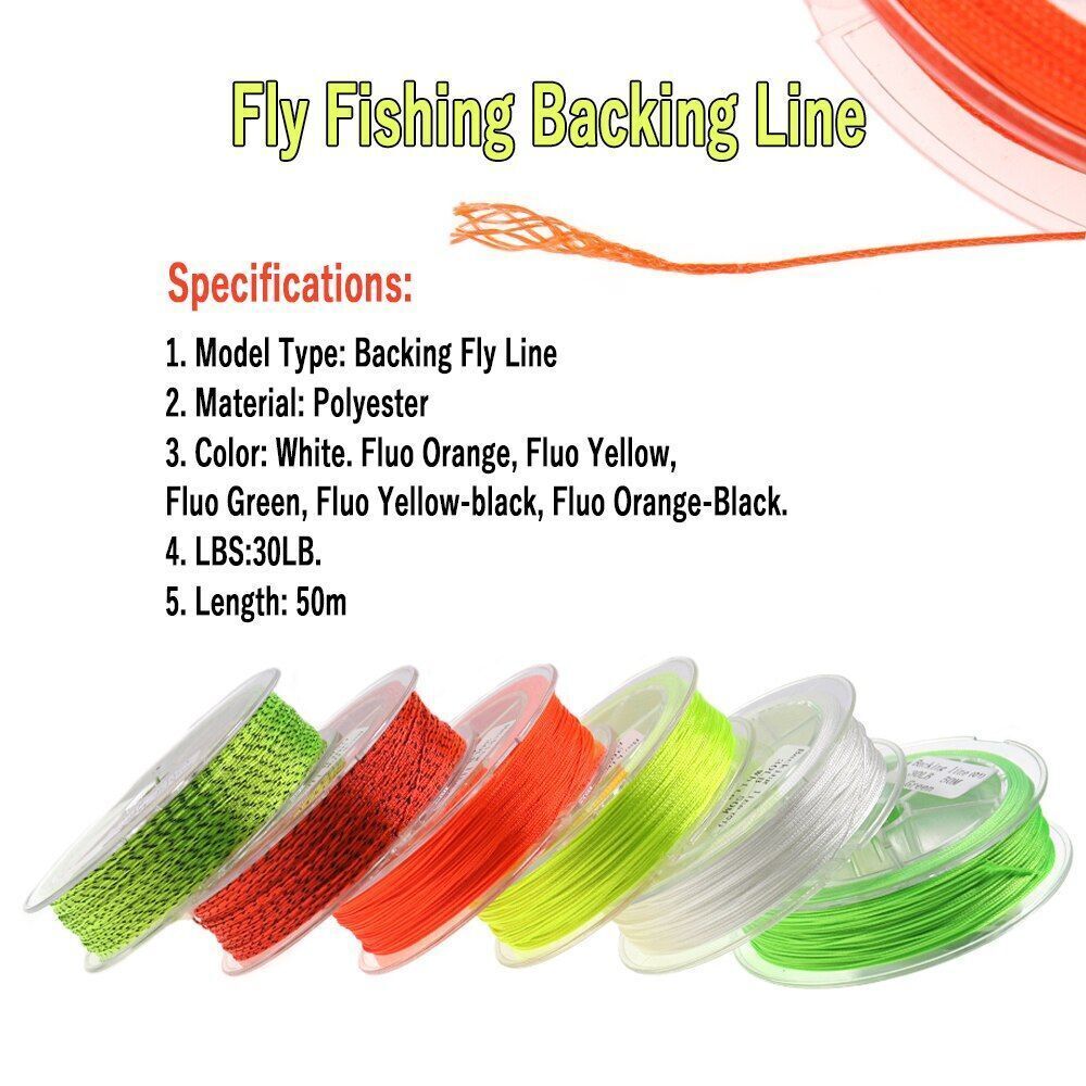 50M Fly Fishing Polyester Braided Backing Line 8 Strands Sinking ...