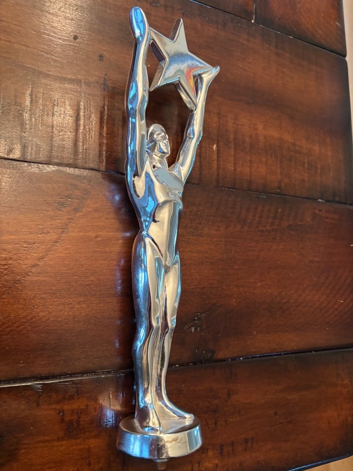 1990 Silver Star Trophy Topper Employee Award Recognition Male Sports ...