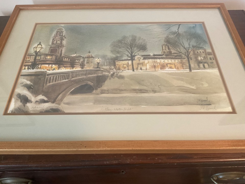Artist proof J.R. Hamil Signed Print Plaza Winter Night | eBay