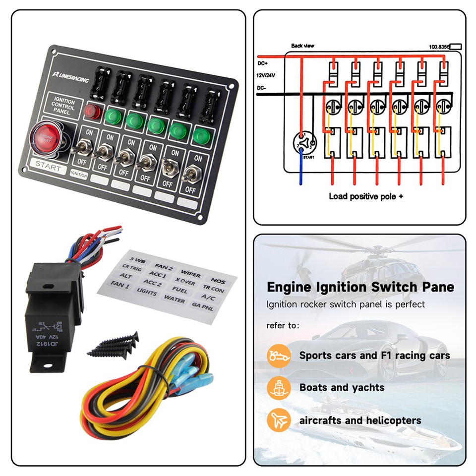 Racing Switch Panel Race Ignition Accessory Engine Start 6 Switch ...