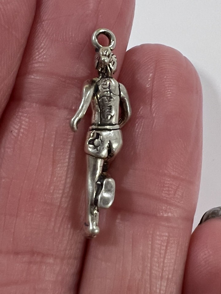 Sterling Silver .925 Female Runner Charm 28mm x 10mm Bracelet Necklace ...